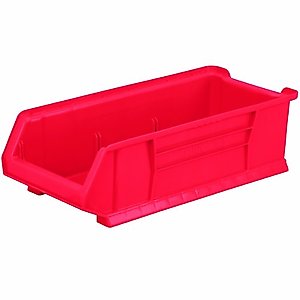 Akro-Mils 30286 Super-Size AkroBin Heavy Duty Stackable Storage Bin Plastic Container, (24-Inch L x 11-Inch W x 7-Inch H), Red, (4-Pack)