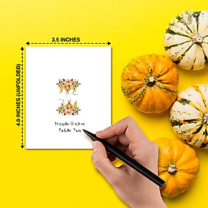 Fall Thanksgiving Table Place Cards, Orange Pumpkin Blank Seating Place Card for Table, 25 Pack Buffet Food Tent Labels, Double Design Name Cards, Thanksgiving Day Party Decorations(01)