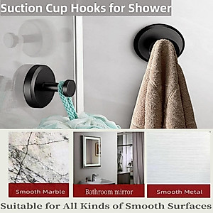 4 PCS Suction Cup Hooks for Shower Wall, Luxegrip No Drill Hook, Removable Reusable Stainless Steel Towel Hooks, Shower Hooks for inside shower, Kitchen, Glass Door, Window, Mirror, smooth tile
