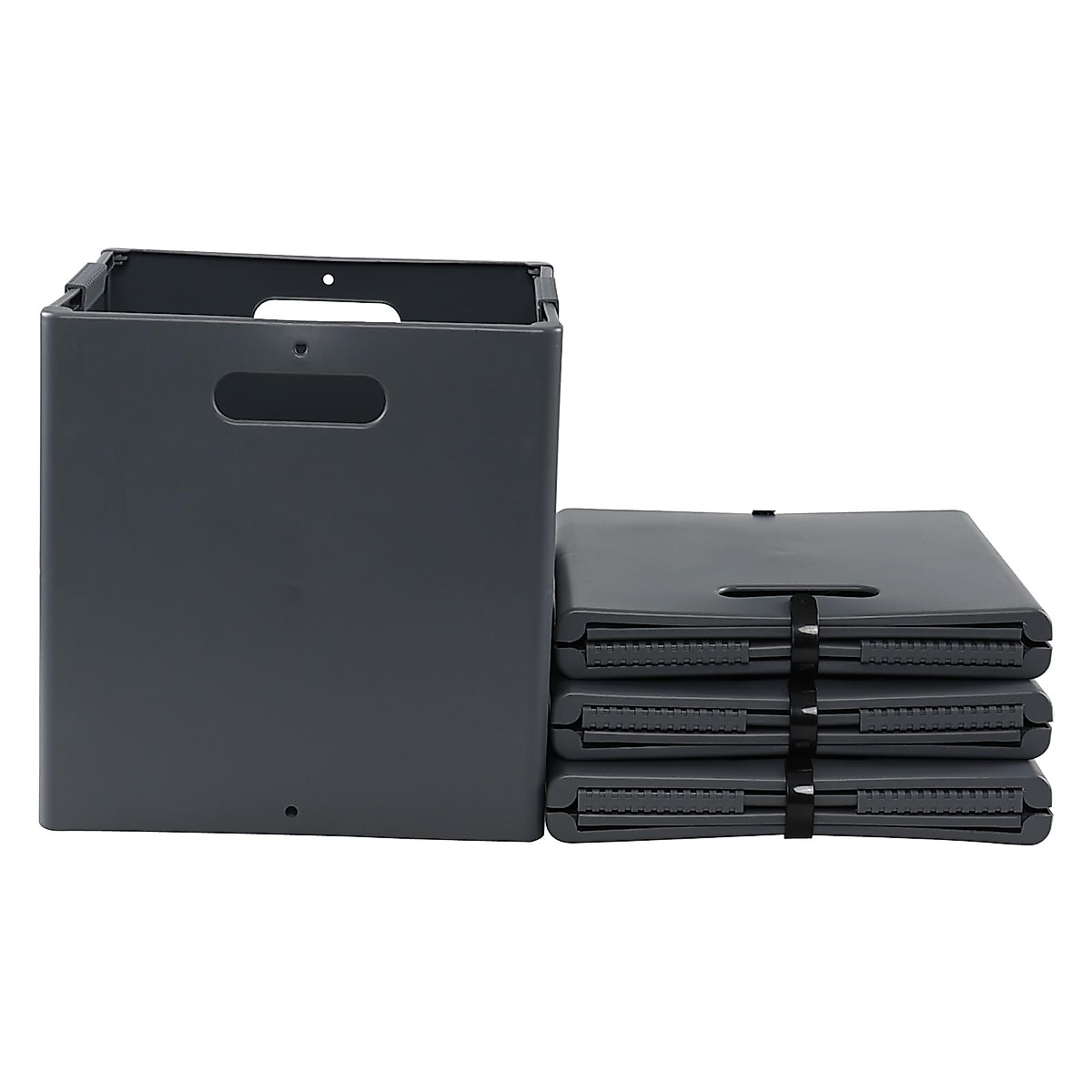 Nesmilers 4 Pack Collapsible Storage Cubes, Foldable Cubes Storage Bins, Grey