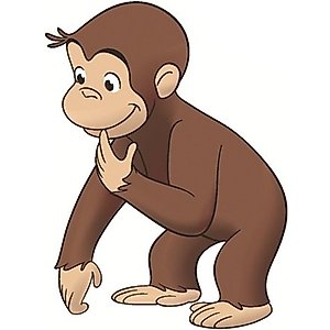 5 Inch Curious George Monkey Animal Removable Peel Self Stick Adhesive Vinyl Decorative Wall Decal Sticker Art Kids Room Home Decor Girl Boy Children Bedroom Nursery 3 x 5 inches Tall