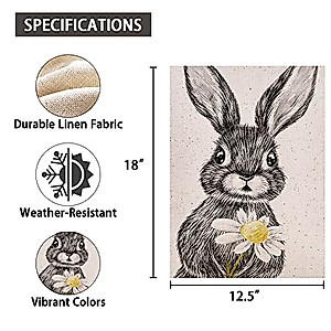 Ogiselestyle Welcome Rabbit Garden Flag Vertical Double Sided, Spring Easter Bunny Daisy Holiday Yard Outdoor Decoration 12.5 x 18 Inch