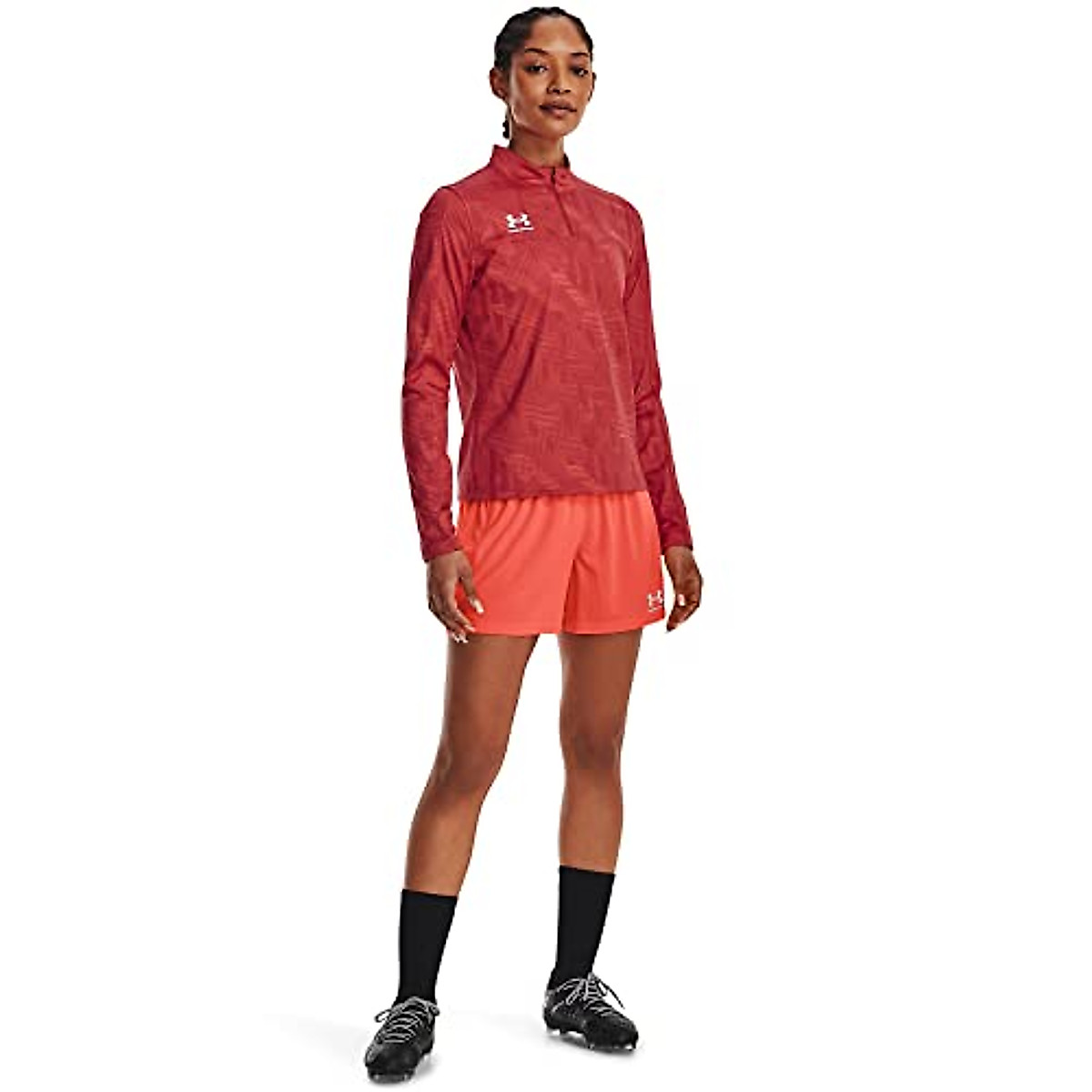 Under Armour Women's Standard Challenger Knit Shorts, (877) After Burn / / White, Small