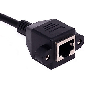 Yeworth Ethernet Extension Cable, [2 Pack] 0.6m RJ45 Male to Female LAN Ethernet Network Cat6 Cat5e Cat5 Panel Mount Cable RJ45 Extension Extender Cord for Switches, Routers (Black)