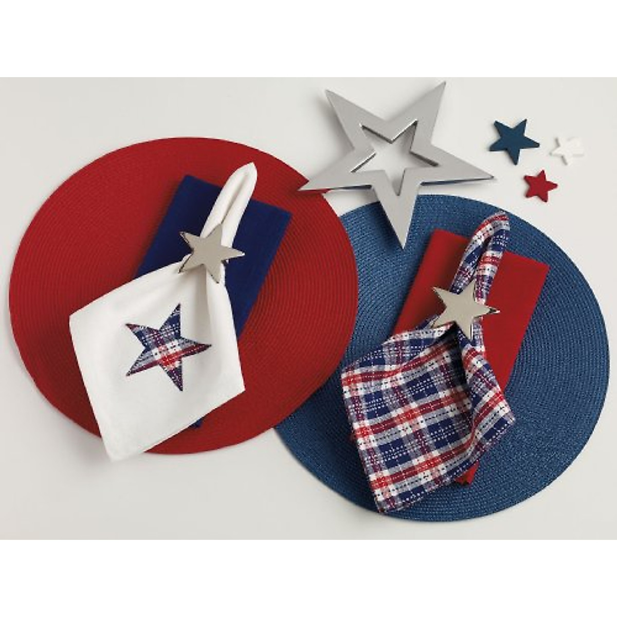 DII Classic Woven Tabletop Collection, Indoor/Outdoor Placemat Set, Round, 15" Diameter, Tango Red, 6 Piece