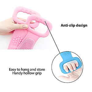 QGZ 2Pcs Long Silicone Back Scrubber for Shower, Back Cleaner, Silicone Shower Scrubber, Body Bath Brush, Exfoliating Loofah Brushes for Men and Women, Silicone Bath Scrubber, Double Sided
