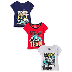 Thomas & Friends unisex child Short Sleeve T-shirt, 3 Pack Tees T Shirt, Grey Navy Red, 12 Months US