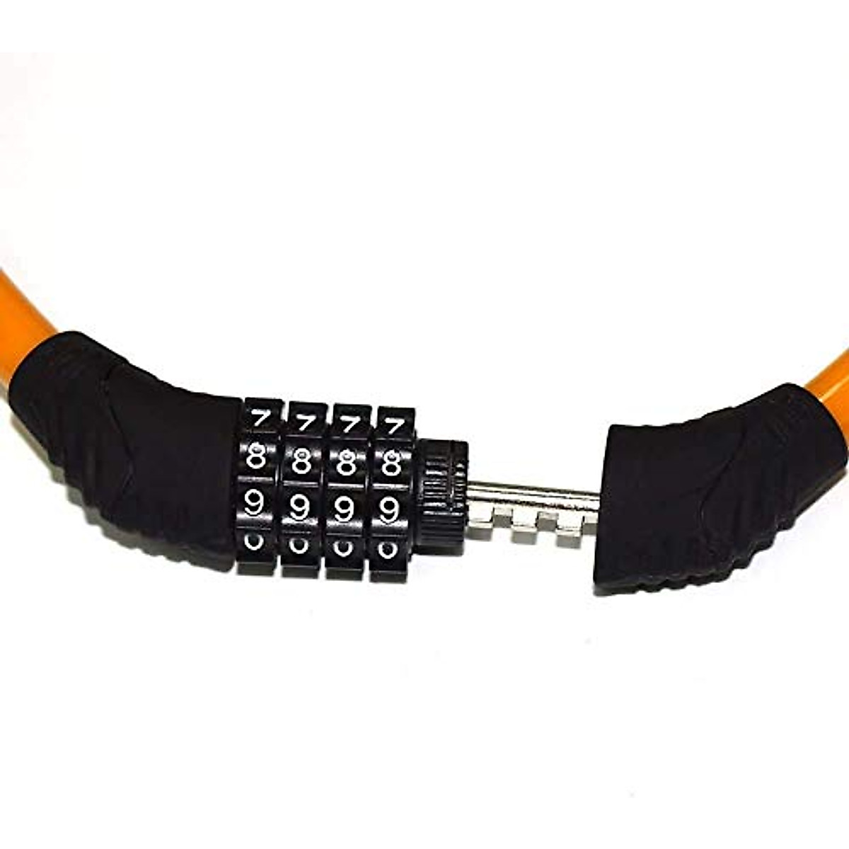 Sanwo Security Bike Lock 4 Digit Resettable Combination Cable Lock for Bicycle, 2 Feet x 1/2 Inch (Orange)