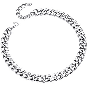 Mens Necklace Cuban Chain Choker 12mm 14inch Stainless Steel Choker Neck Chains for Men