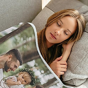 Custom Blanket with Picture/Photo - Personalized Flannel Throw Blanket for Women Men - Customized Blanket for Christmas Valentines Gifts Mom Dad Family Birthday Gifts (Only 1 Photo)