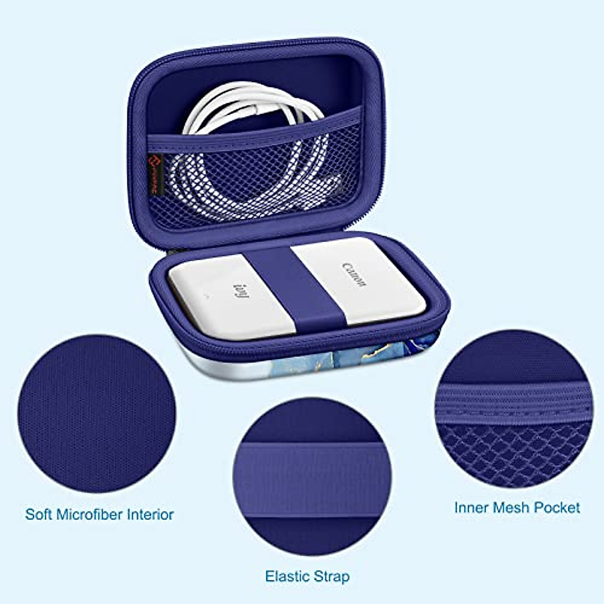 Fintie Protective Case for Canon Ivy Mini/Canon Ivy 2 Mini/Ivy CLIQ/Ivy CLIQ+/ Ivy CLIQ2/ Ivy CLIQ+2 Instant Camera Photo Printer - Shockproof Hard Shell Carrying Case, Ocean Marble