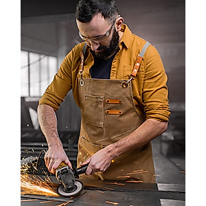 Chef Cooking Apron for Men Women Canvas Kitchen Apron with Cross Back and 3 Pockets