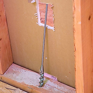 Klein Tools 53721 Flex Bit Kit with 9/16-Inch x 54-Inch Flex Bit Auger, Placement Tool and Wire Pulling Grip for Pulling Wire Behind Walls