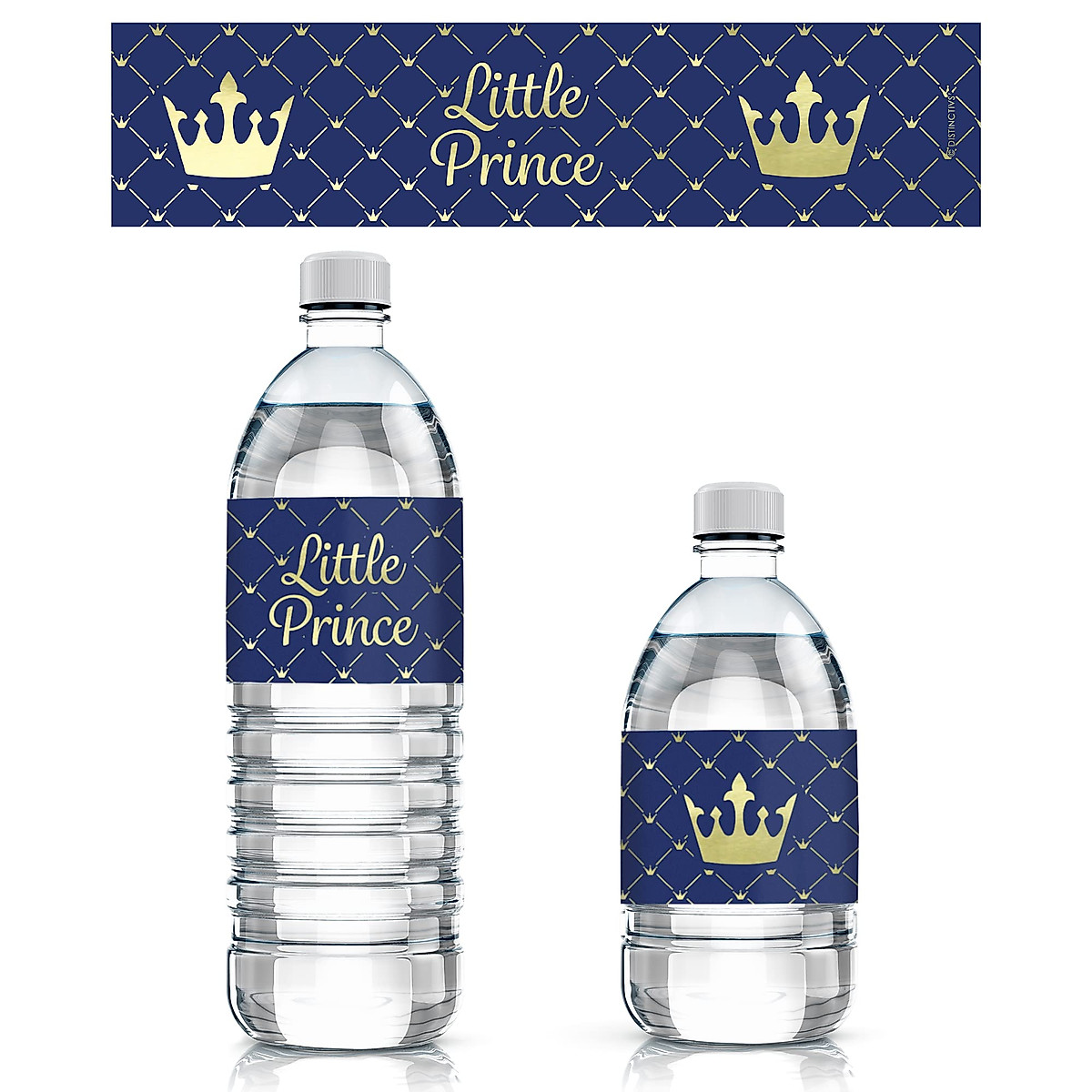 Royal Prince Baby Shower Water Bottle Labels - Shiny Foil - 24 Stickers