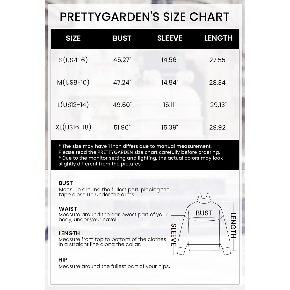 PRETTYGARDEN Women's Fall Oversized Turtleneck Sweater Casual Long Sleeve Chunky Knit Pullover Winter Tops Blouse (Black,Large)