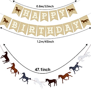 Horse Birthday Banner Party Decorations Racing Horse Banner Paper Bunting Garland Farm Theme Decor for Present Birthday Wedding Party Supplies, Pre Assembled Hanging Decoration