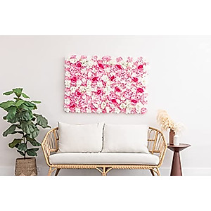 Flowers Wall Panel 4 PCs (11 SQFT) 24"x16" Carnations 3D Flower Wall Decor Silk Flowers for Nails Room, Home Office, Wedding Backdrop, Bridal Shower, Baby Girls Room, Nursery, Pink Room Décor