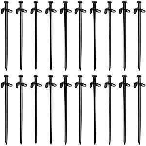 SEHOI 20 Pack 12 Inches Tent Stakes, Heavy Duty Steel Solid Tent Stakes Pegs, Multiuse Tarp Pegs Camping Stakes for Outdoor Camping Canopy and Tarp, Black