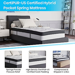 EMMA + OLIVER Astor 12 Inch CertiPUR-US Certified Hybrid Pocket Spring Mattress, Twin Mattress in a Box