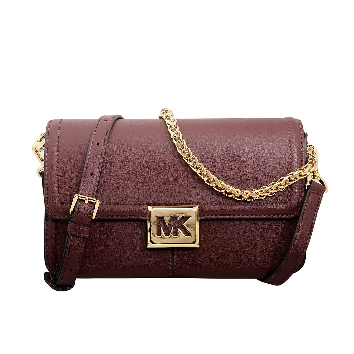 Michael Kors Sonia Leather Medium Gold Chain Shoulder Bag Crossbody Merlot
