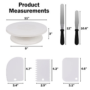 11 Inch Rotating Cake Stand/Turntable with 2 Icing Spatula and 3 Icing Smoother, Revolving Cake Stand Decorating Supplies/Baking Supplies/Baking Kit