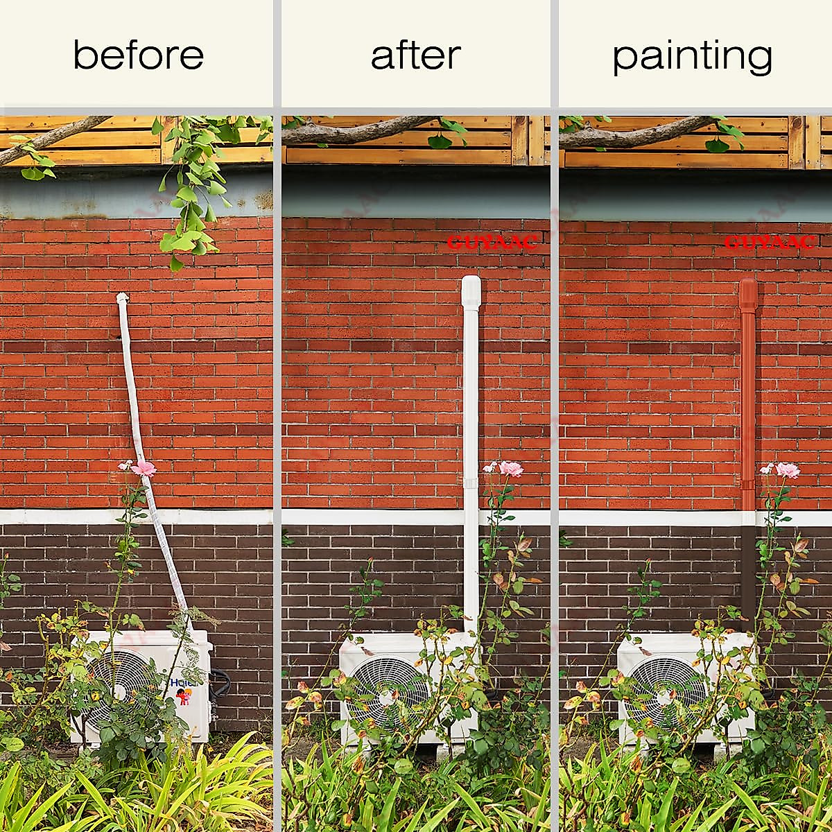 GUYAAC Mini Split Line Set Cover, Air Conditioner Decorative PVC Line Cover Kit, Suitable for Heat Pumps, 3-Inch W, 15Ft L