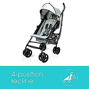 Summer Infant 3Dlite Convenience Stroller, Eucalyptus–Lightweight Stroller with Aluminum Frame, Large Seat Area, Mesh Siding, 4 Position Recline, Extra Large Storage Basket-Infant Stroller for Travel