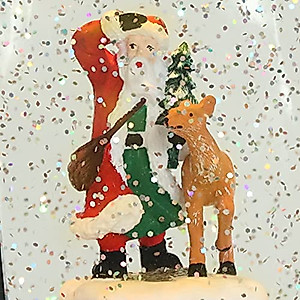 Eldnacele Christmas Musical Snow Globe Lantern Santa with 6H Timer, USB/Battery Operated Lighted Water Glittering Lantern for Adults and Kids Christmas Table Centerpiece Decoration