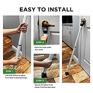 Guard Dog Security Door Jammer 2-in-1 Adjustable Door Knob Jammer & Sliding Patio Door Security Bar – 40 Different Adjustments (White, 1 Pack)