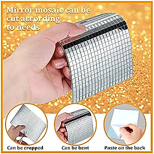 3600 Pieces Mirrors Mosaic Tiles Disco Ball Mirror Tiles Self-Adhesive Real Square Glass Mirror DIY Tiles for Craft DIY Glass Tiles Decorations Making (Silver,0.2 Inch)