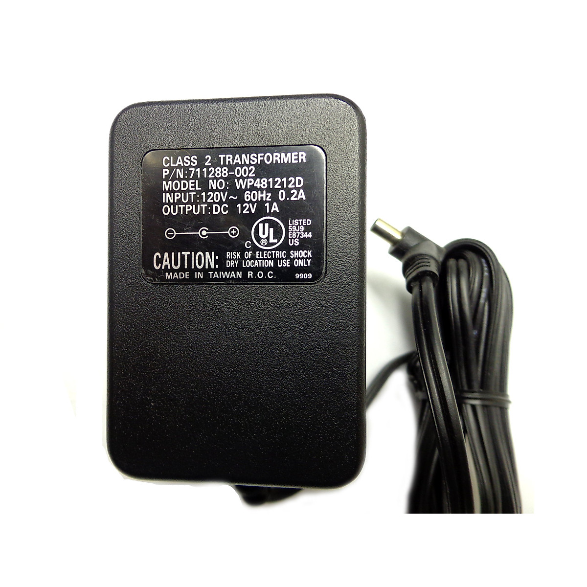 AC-DC ADAPTER 12VOLTS DC @ 1AMP 2.5mm MALE DC POWER PLUG