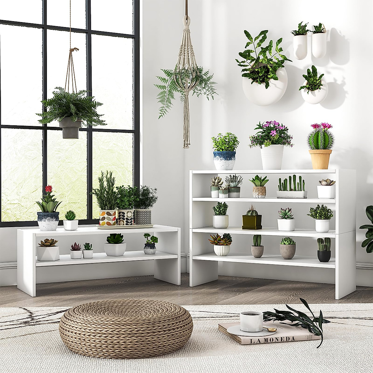 Tangkula Stackble White Shoe Rack, 6-Tier Space Saving Corner Shoe Shelf for 18 Pairs, 3-in-1 Adjustable Vertical Shoe Stand for Front Door Entryway (1, White)