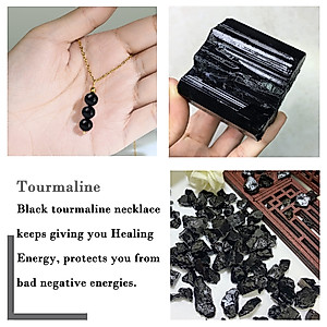 SmileBelle Black Tourmaline Necklace for Women, Black Onyx Choker Crystal Necklaces for Girls October Birthstone Black Necklace Black Tourmaline Jewelry as Birthday Gifts