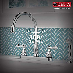 Delta Faucet Windemere 2-Handle Kitchen Sink Faucet with Side Sprayer in Matching Finish, Chrome 21996LF