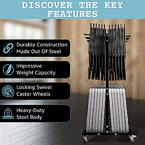 AdirOffice Combo Cart for Chairs & Tables - Foldable Seat & Table Wheeled Caddy - Steel Body Truck with Locking Swivel Caster Wheels - 600 Lbs Weight Capacity - Quick & Easy Assembly