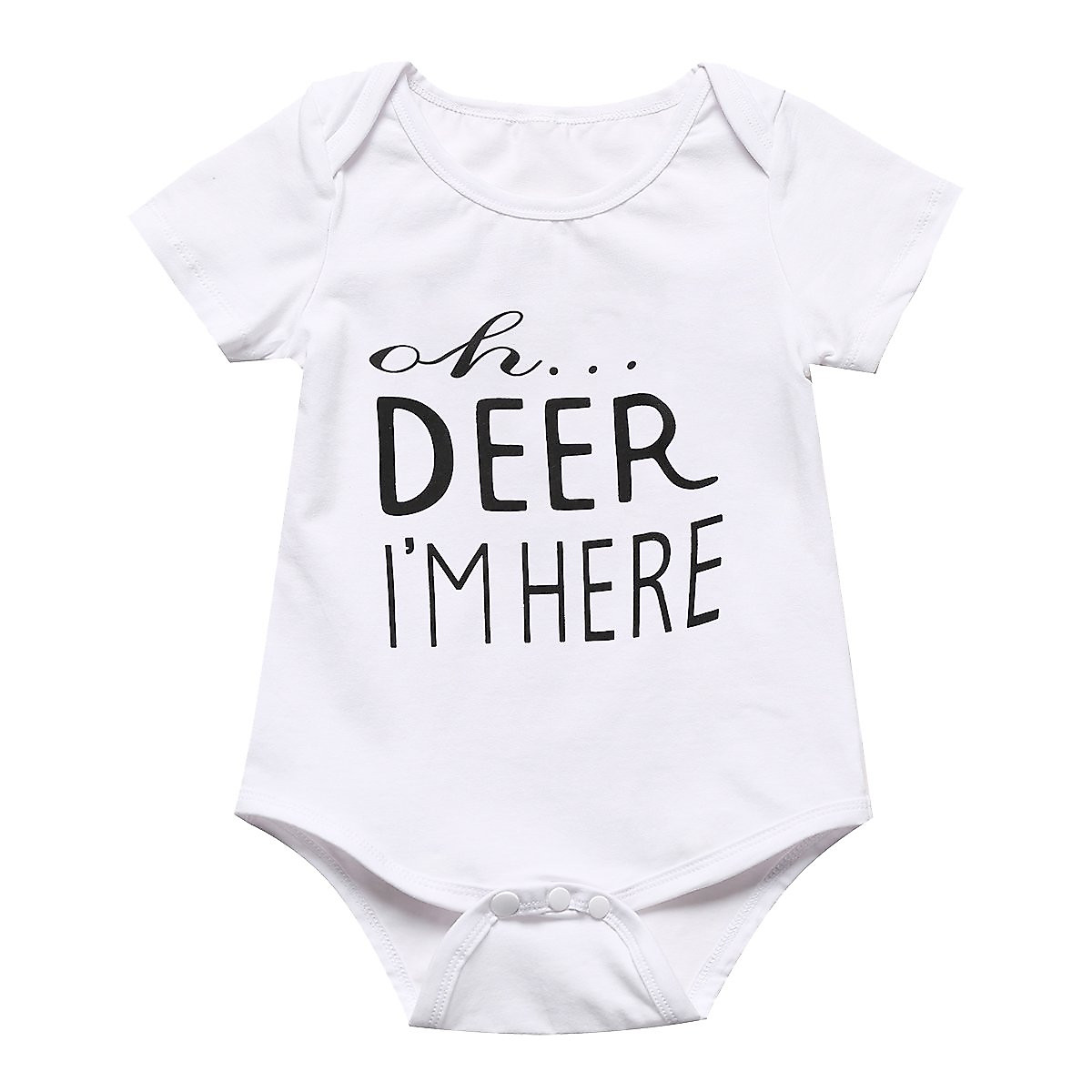 bakjuno Baby Boy Deer Theme Outfit Newborn Boy Oh Deer I'm Here Clothes Daddy' Little Man Shower Infant Hunting Romper Pants Set (0-3 Months, White03)