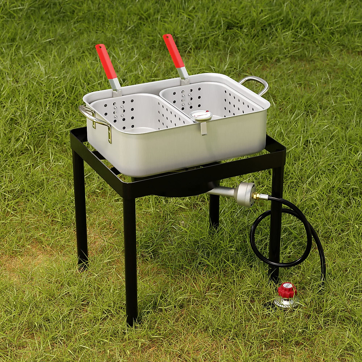 Krollen Industrial 18 Qt. Dual Basket Fryer/Fish Cooker - 55,000 BTU