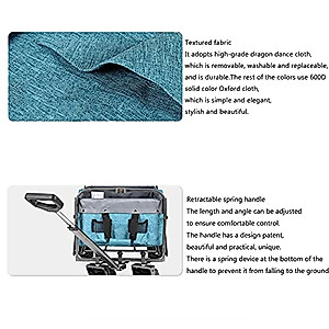 Suuim Collapsible Folding Wagon, Folding Camping Wagon,Collapsible Beach Garden Trolley Cart,Heavy Duty Utility Garden Yard Folding Cart,with Side Pocket Cu