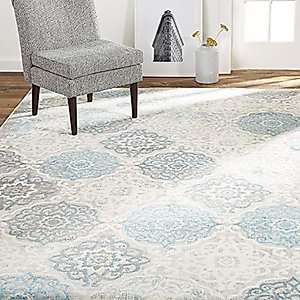 Home Dynamix Boho Andorra Transitional Damask Area Rug, Grey/Blue, 5'2"x7'2"