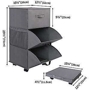GRANNY SAYS 3 Drawer Storage Organizer, 3 Drawer Dresser, Storage Drawer for Bedroom, Closet Storage Drawers, Foldable Storage Cabinet for Clothing, Gray