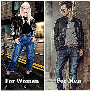 SANSTHS Double Grommet PU Leather Belt for Women Men Punk Rock Metal Jeans Belts 1 1/2 inch, Black S