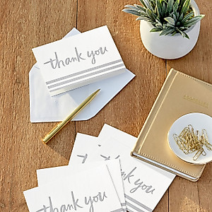 Hallmark Pack of Thank You Cards, Silver Foil (20 Thank You Notes with Envelopes)