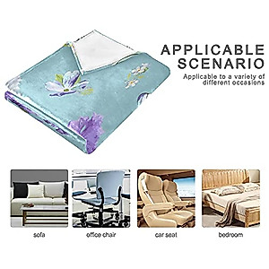 WENXOUAL Double-Sided Microfleece Blanket Thin Cozy Warm TV Blanket Blooming Iris Flowers Air Conditioning Throw Blankets Decorative Throw Blankets for Sofa Floor Couch Bed Living Room-50x60