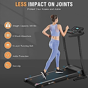 Treadmills for Home, Folding Treadmill with Incline, 3HP 300 LBS Weight Capacity, Foldable Walking Jogging Running Machine with 12 Preset Program, LED Display, Bluetooth, Wider Running Belt for Office