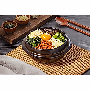 Ttukbaegi Pot With Lid 뚝배기 Korean Pot Ramen Pot Stone Clay Pots For Cooking Korean Pot Ceramic Cooking Pot Korean Stone Pot Korean Bowl Onggi Kimchi Pot (Large 30oz) Ttukbaegi Pot With Lid 뚝배기 Claypot