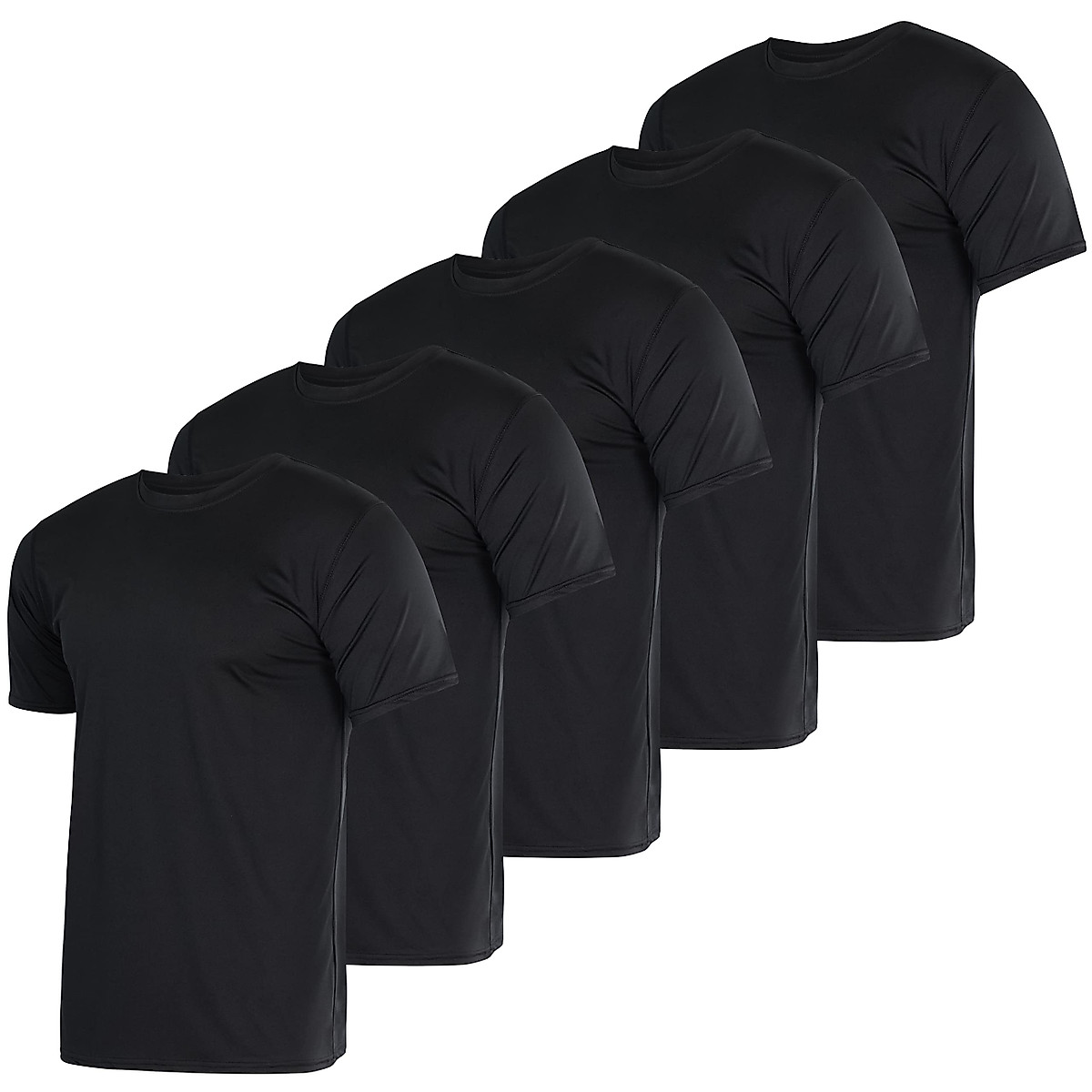 5 Pack Men’s Active Quick Dri Dry Fit Crew Neck T Shirts Athletic Running Gym Workout Short Sleeve Tee Tops Camisas Para Hombres Summer