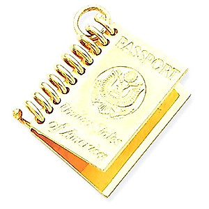 IceCarats 14K Yellow Gold Passport Necklace Charm Pendant Only