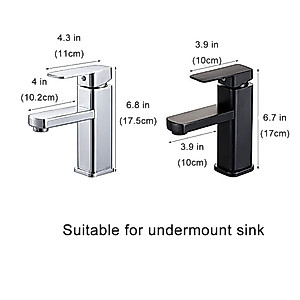 Bathroom Sink Faucets Single Hole,Pull Out Faucet Lacquered or Plated Surface,Basin Bath Tap Deck Mount Brass Faucet Vanity Faucet Includes Hose Drainage Accessories (Black, Short)