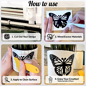 Reli. Black Permanent Vinyl | 12" x 35 FT Roll (Glossy) | Scraper Tool Included | Adhesive Vinyl Compatible w/Cricut & Silhouette Cutting Machines | Vinyl Roll for Signs, Tumblers, Mugs, Cars & More