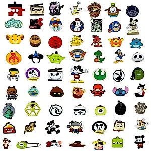 Disney Pins Trading Lot - Assorted Pin Enamel/Metal Set with Mouse Backing Collector for Book Tradable Individually Bagged No Doubles Perfect Gifts or Present kids Birthday (15), White